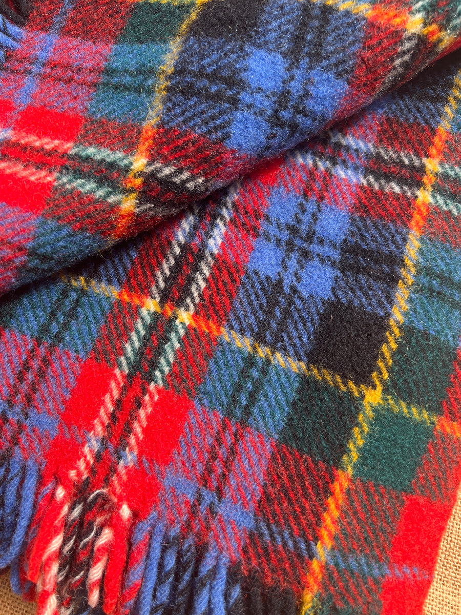 Thick Durable Blue & Red Tartan TRAVEL RUG New Zealand Wool Blanket ...