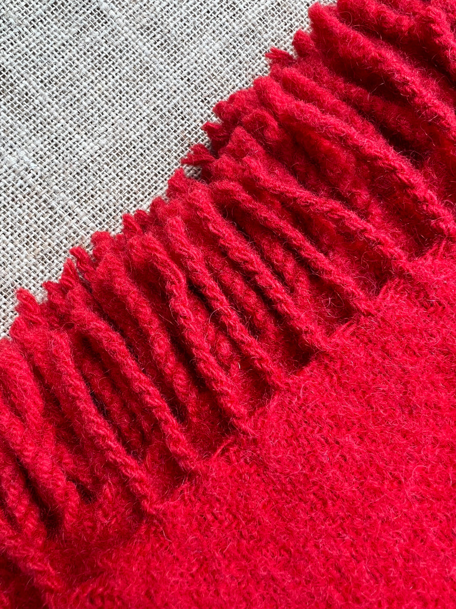 Cherry Red Tasselled THROW Pure Wool Blanket – Fresh Retro Love